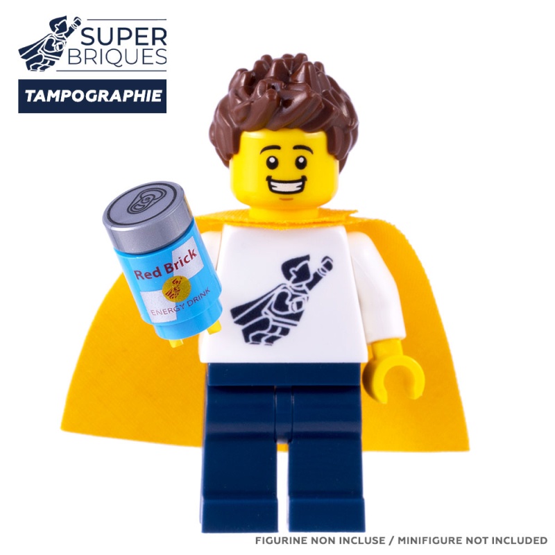 Red Brick Energy Drink Can - Custom Pad Printed LEGO® Part - Super Briques